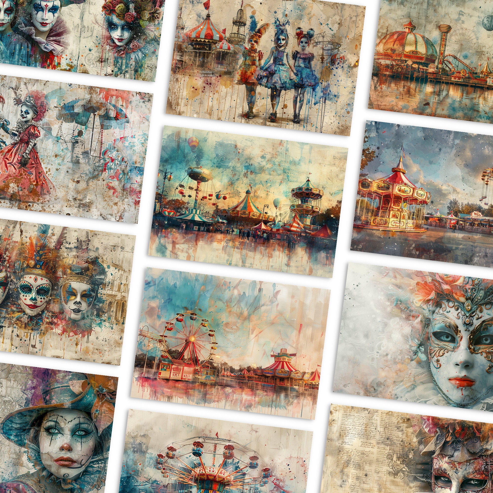 Carnival Junk Journal Printable Pages, Digital Scrapbook Paper Kit ...