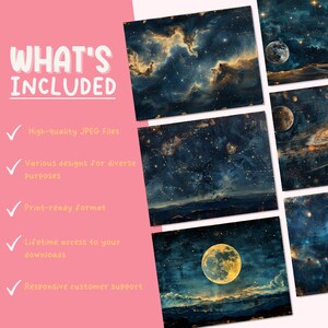 Moon and Stars Junk Journal Kit, Celestial Half Pages, Full Pages ...