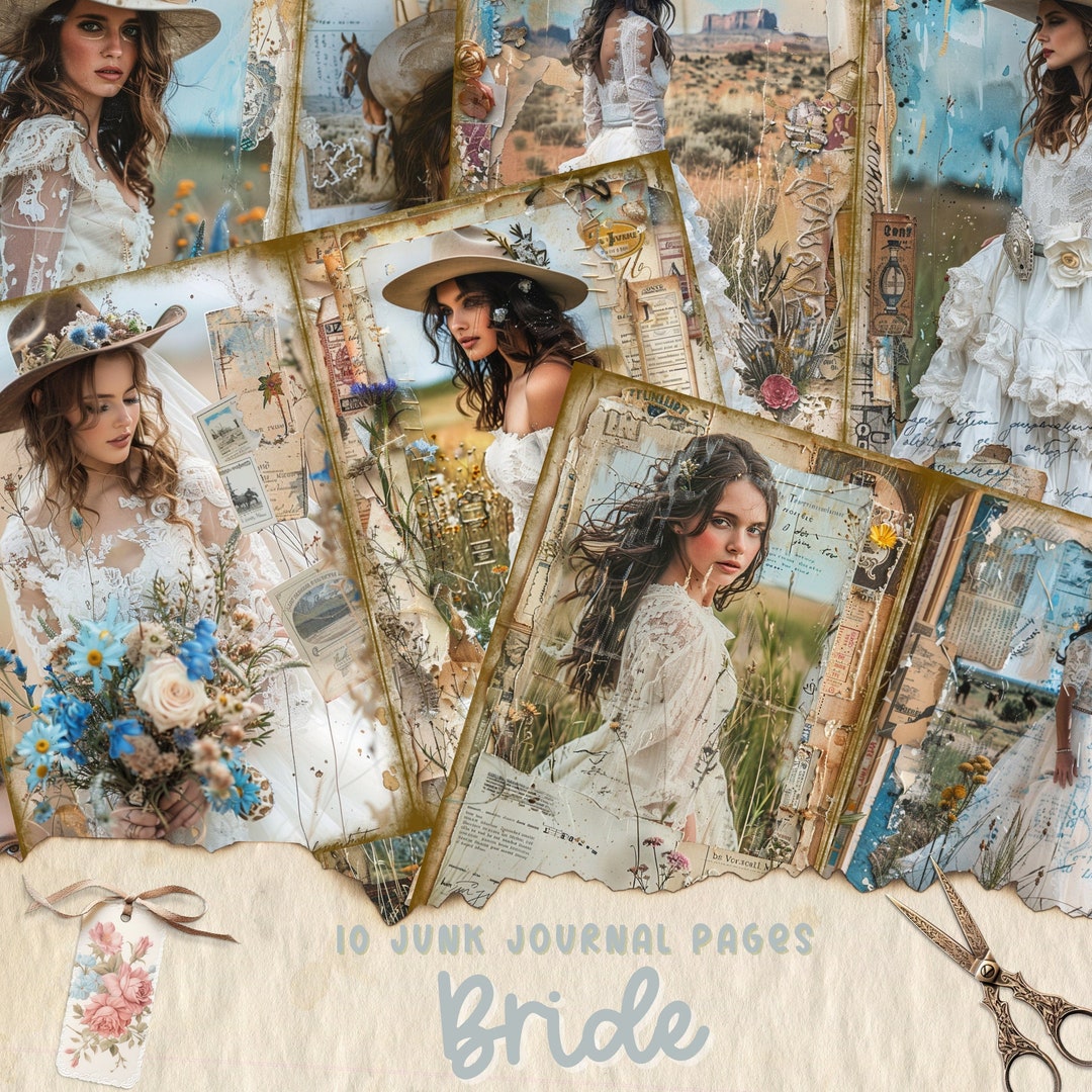 Bridal Junk Journal Pages, Rustic Junk Journal Printable, Bride Mixed ...