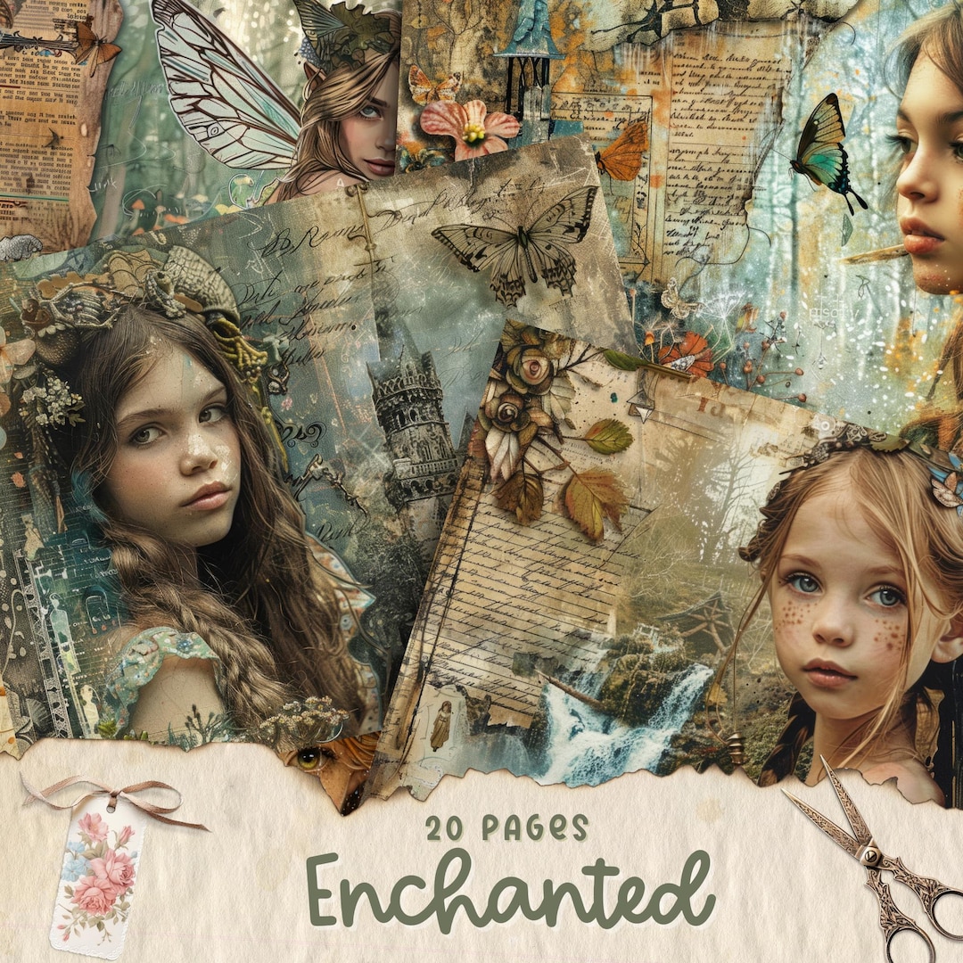 Enchanted Forest Junk Journal Pages, Printable Collage Sheet, Digital ...
