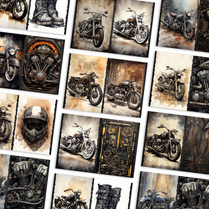 Vintage Motorcycles Junk Journal Kit Printable, Ephemera Pack ...