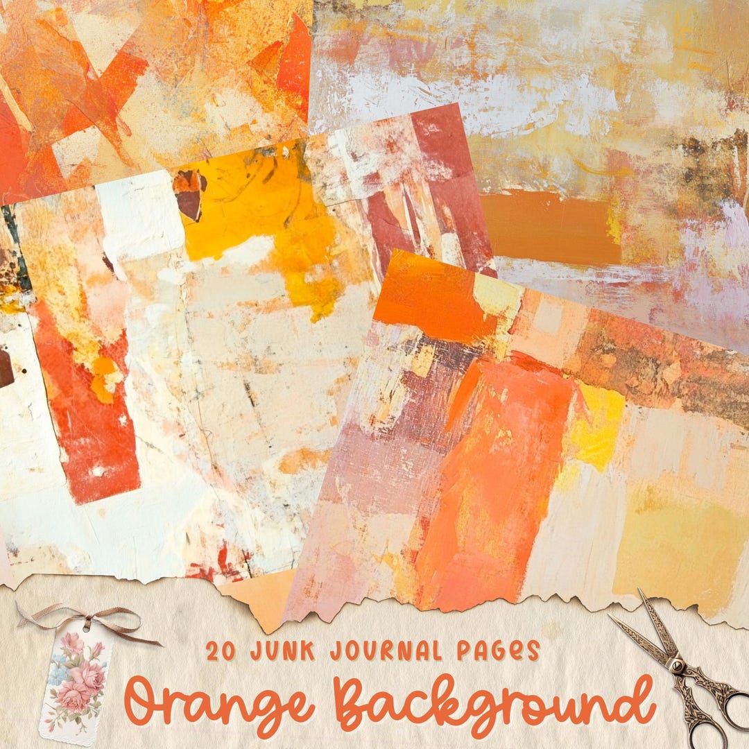 Orange Background Junk Journal Kit, Autumn Junk Journal Pages, Fall ...