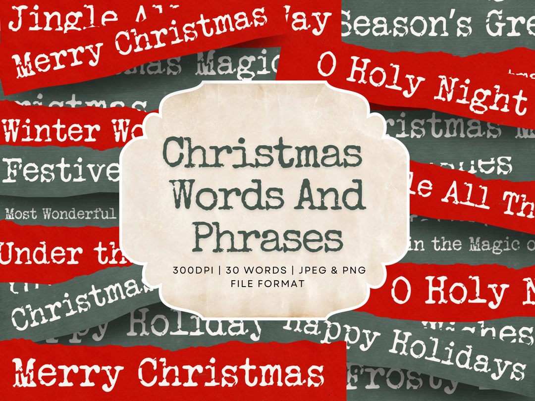 Printable Christmas Words Sayings Junk Journal Kit Supplies ...