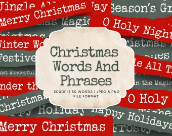 Printable Christmas Words Sayings Junk Journal Kit Supplies ...