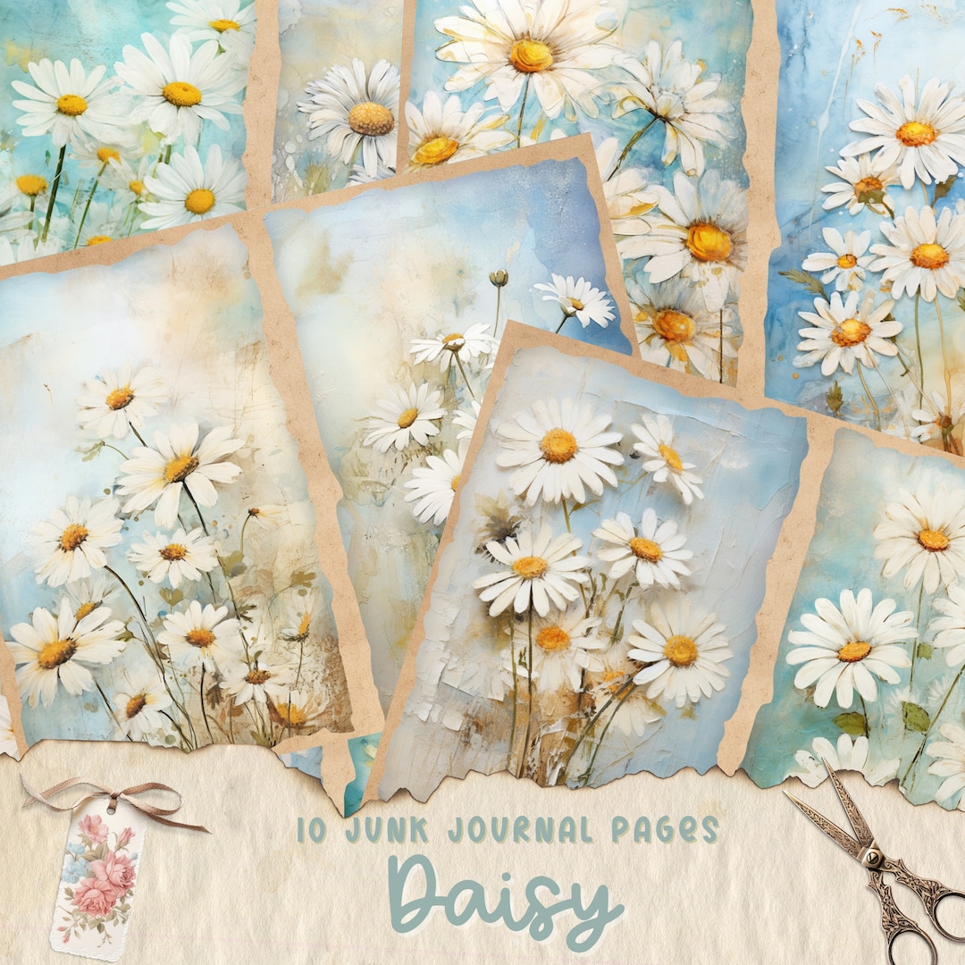 Lazy Daisy, Junk Journal Kit, Flower, Daisies, Vintage, Junk Journal ...