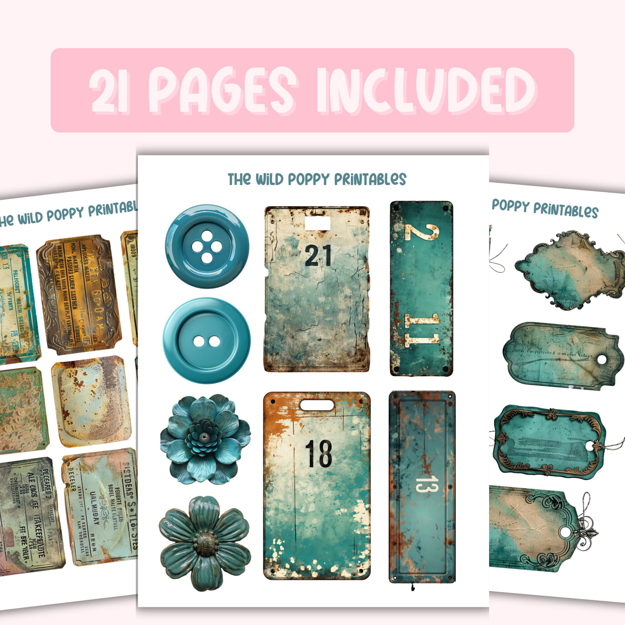 Industrial Vintage Grunge Numbers Labels Printable Steampunk Supplies ...