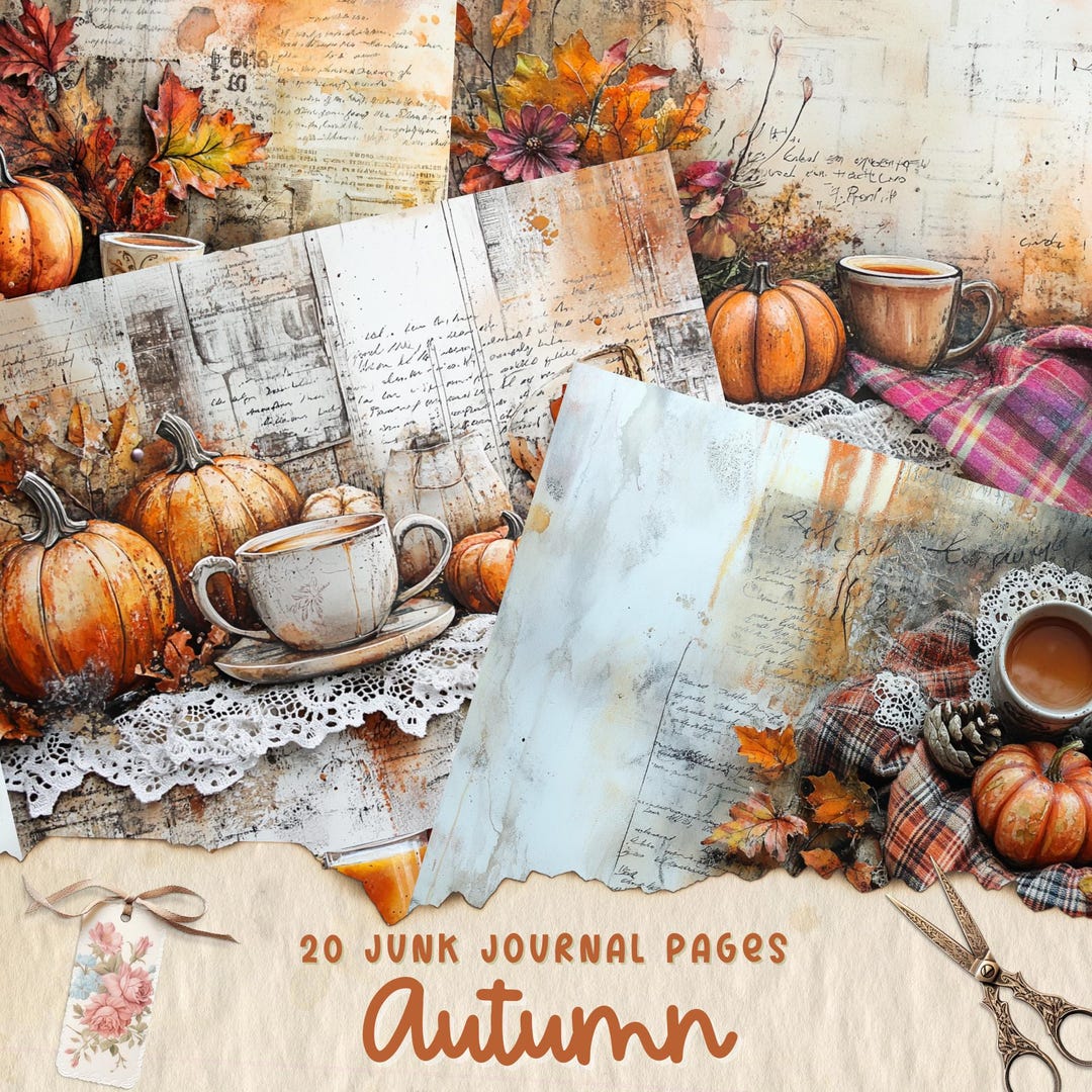 Autumn Junk Journal Pages, Digital Fall Scrapbook Paper, Printable Cozy ...