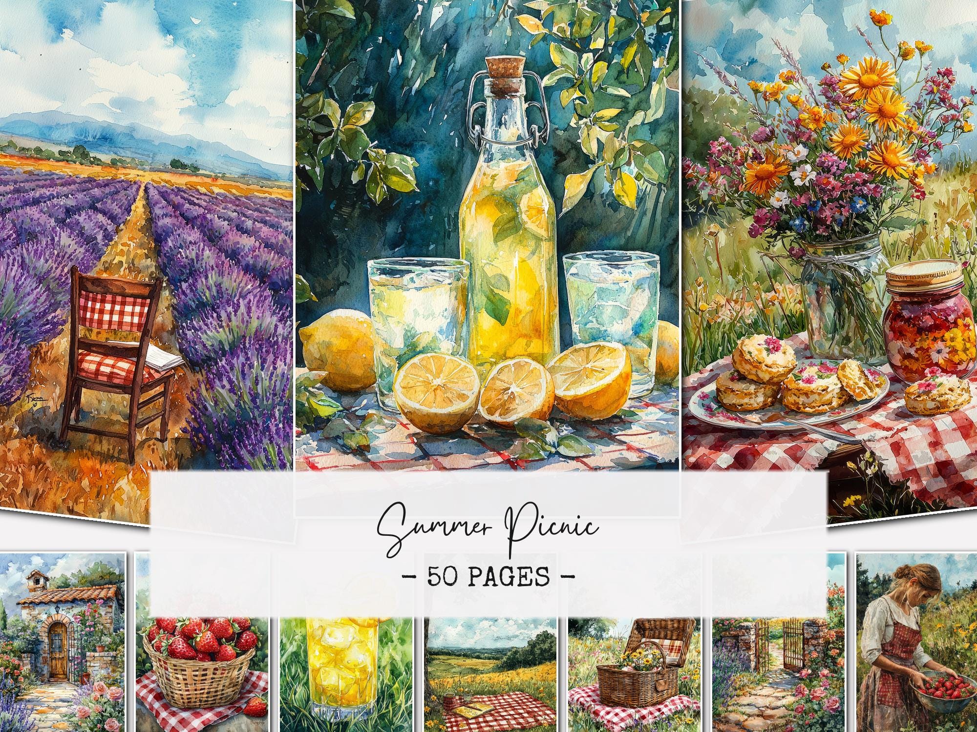 Summer Junk Journal Pages, Picnic Printable Paper Pack, Lemonade ...