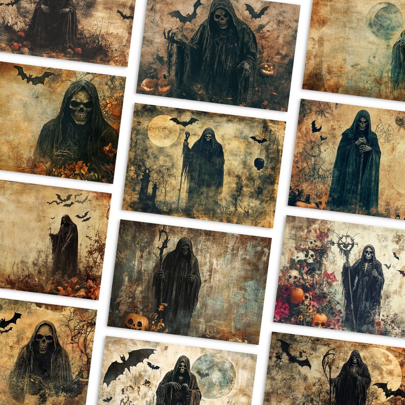 Grim Reaper Junk Journal Printable Pages, Digital Scrapbook Paper Kit ...