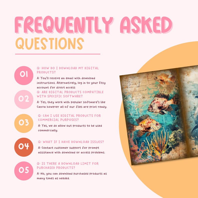 Ocean Animal Junk Journal Bundle, Background Paper, Digital Paper ...