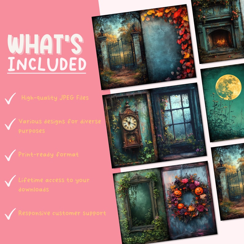 Halloween Junk Journal Pages, Digital Scrapbook Paper Kit, Spooky ...