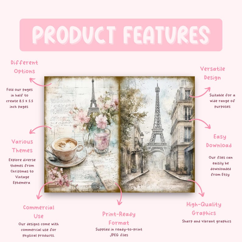 Neutral Parisian Junk Journal Kit, Paris Printable Papers, French ...