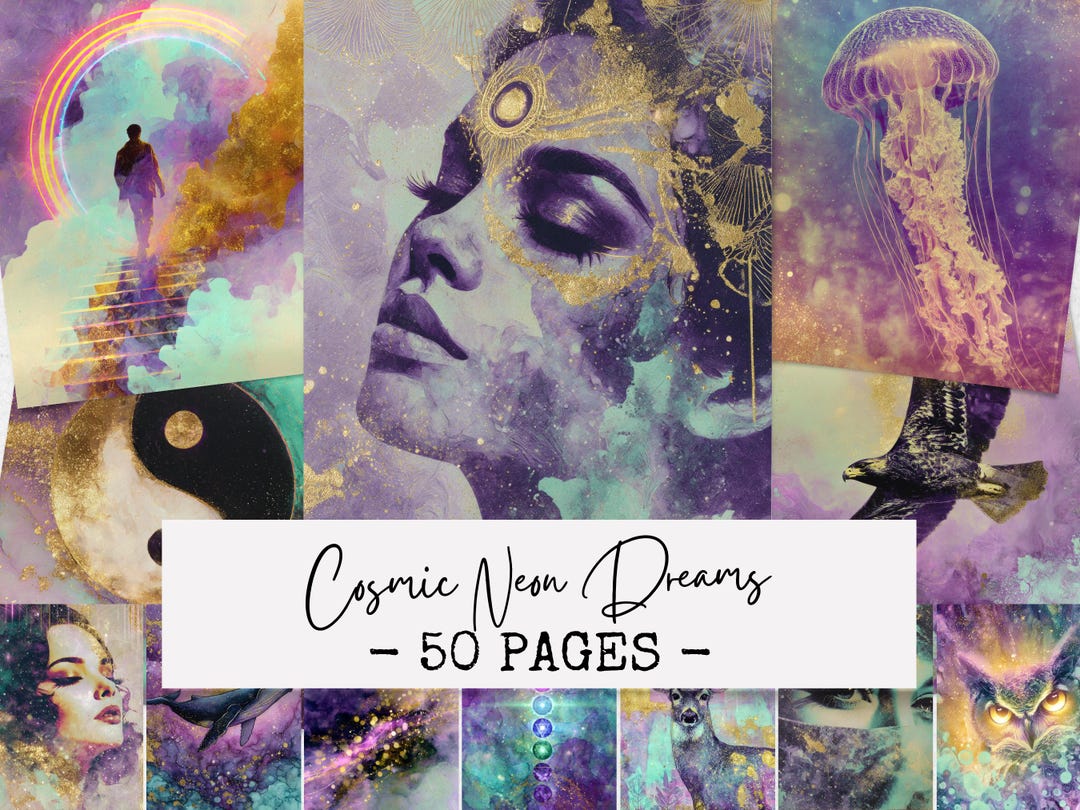 Cosmic Junk Journal Pages, Celestial Psychedelic Collage Paper ...