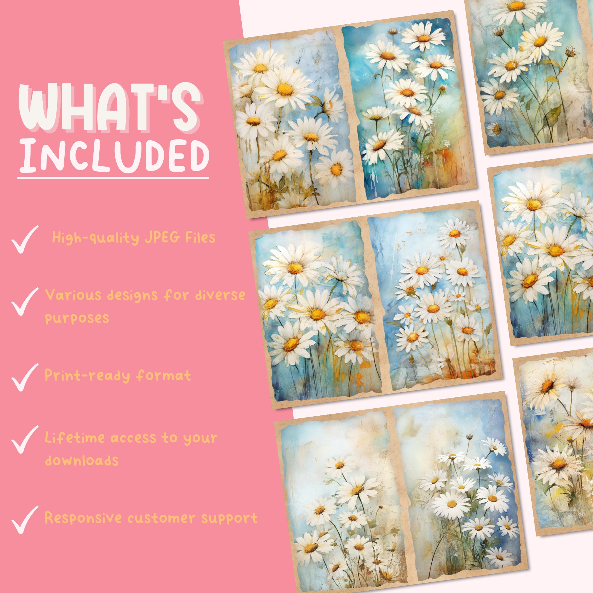 Lazy Daisy, Junk Journal Kit, Flower, Daisies, Vintage, Junk Journal ...