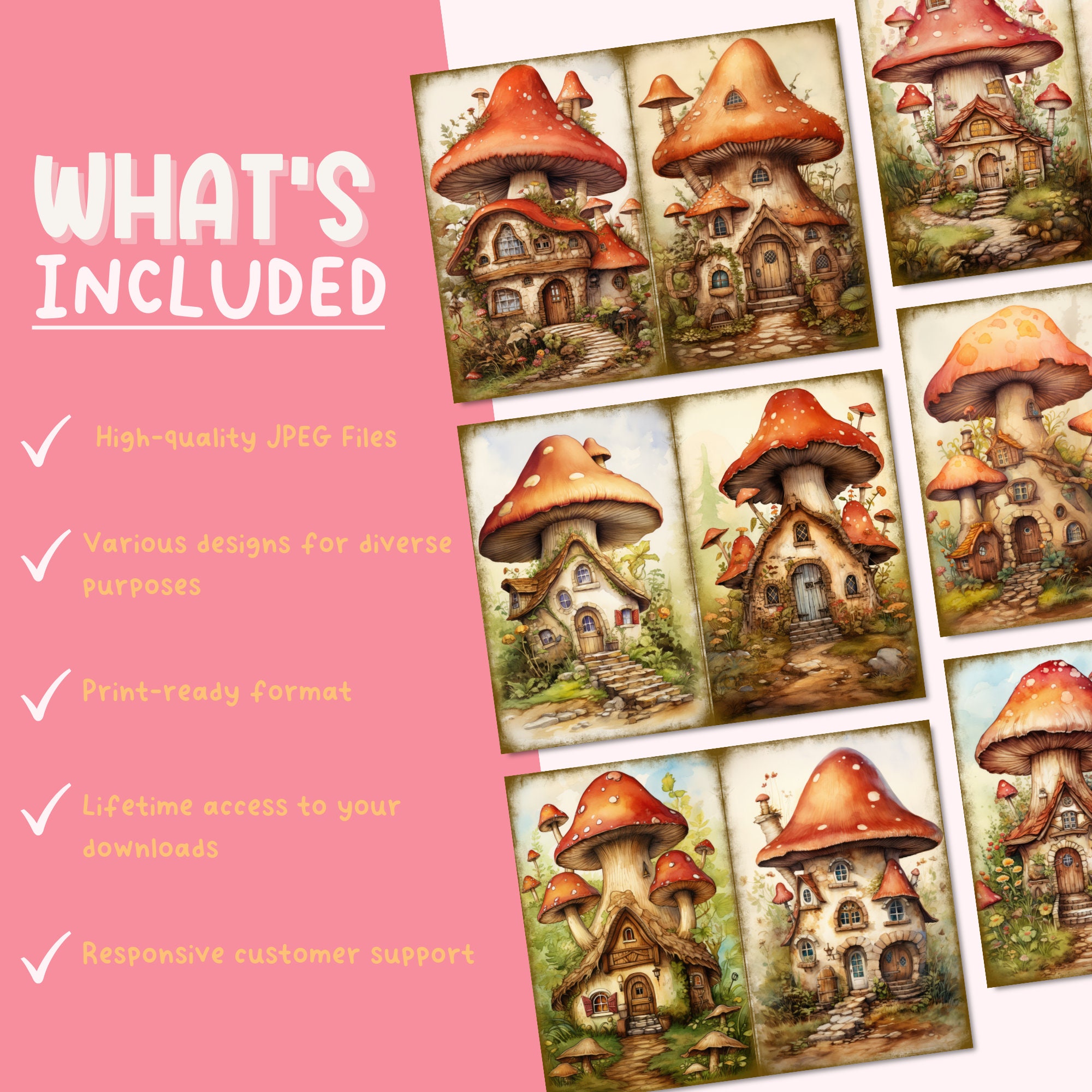 Mushroom House Junk Journal Pages, Fairy House Junk Journal Pages ...