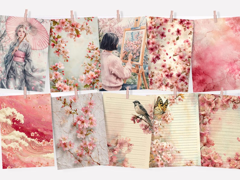 Cherry Blossom Junk Journal Pages, Sakura Printable Kit, Japanese ...