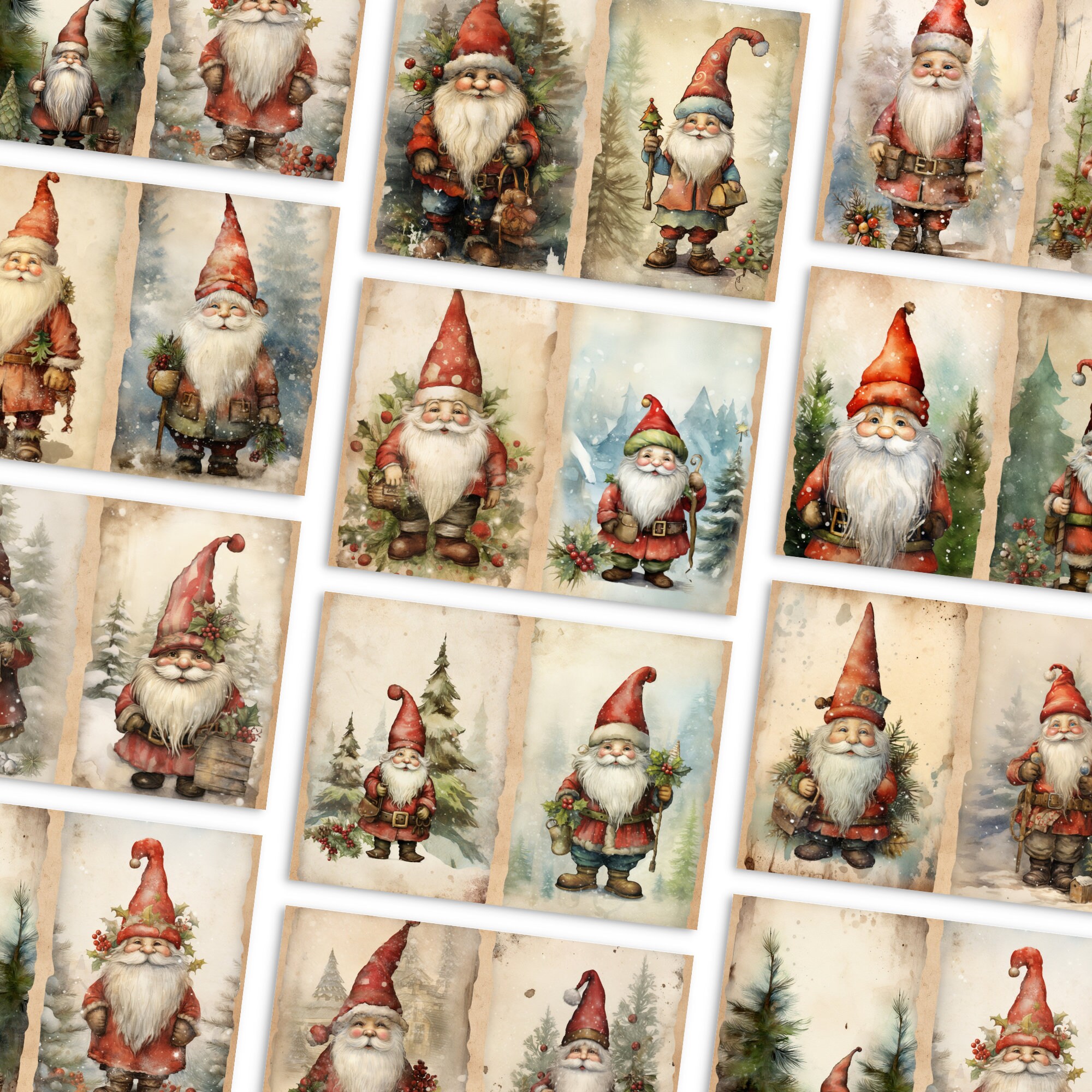 Gnome Junk Journal Pages Ephemera Digital Scrapbook Paper Kit Collage ...