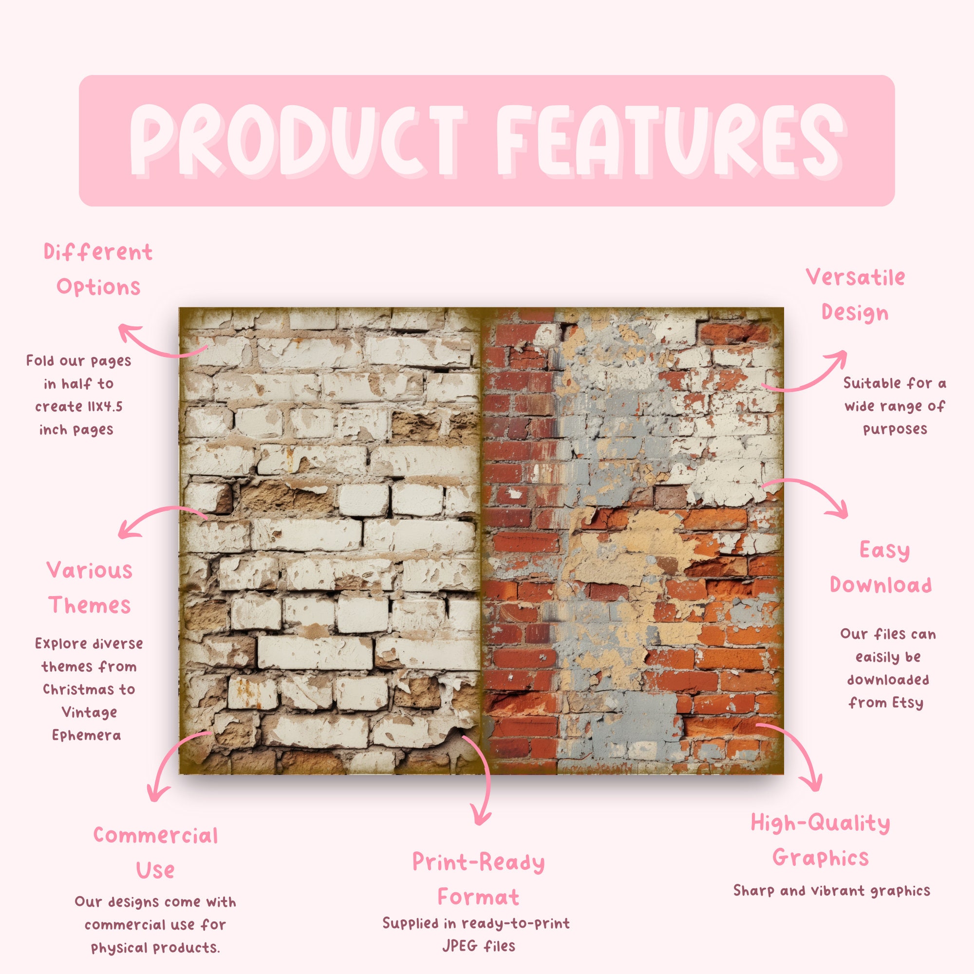 Brick Wall Craft Paper Junk Journal Half Papers Vintage Blank ...