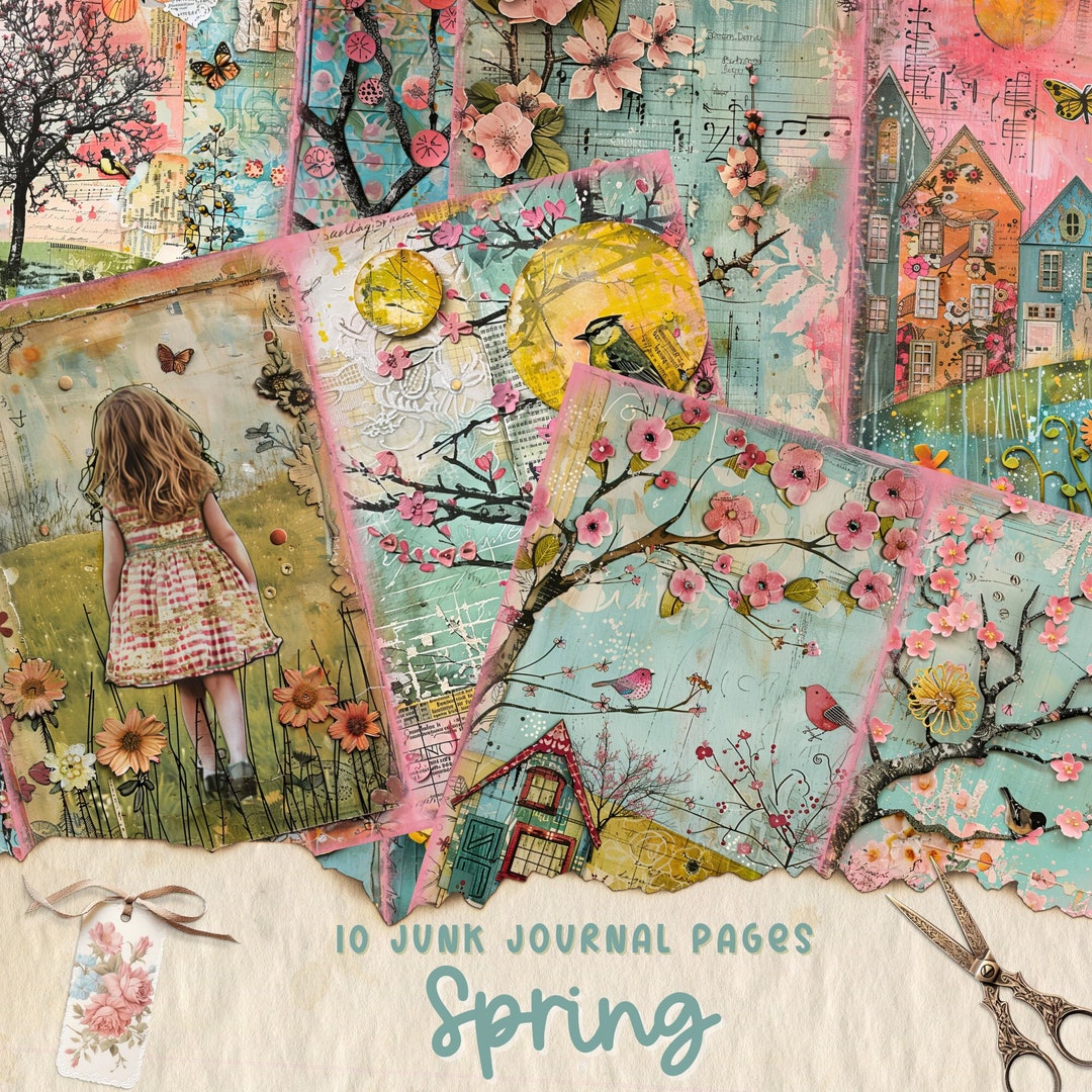Spring Junk Journal Kit, Junk Journal Printable Page, Flowers Junk ...