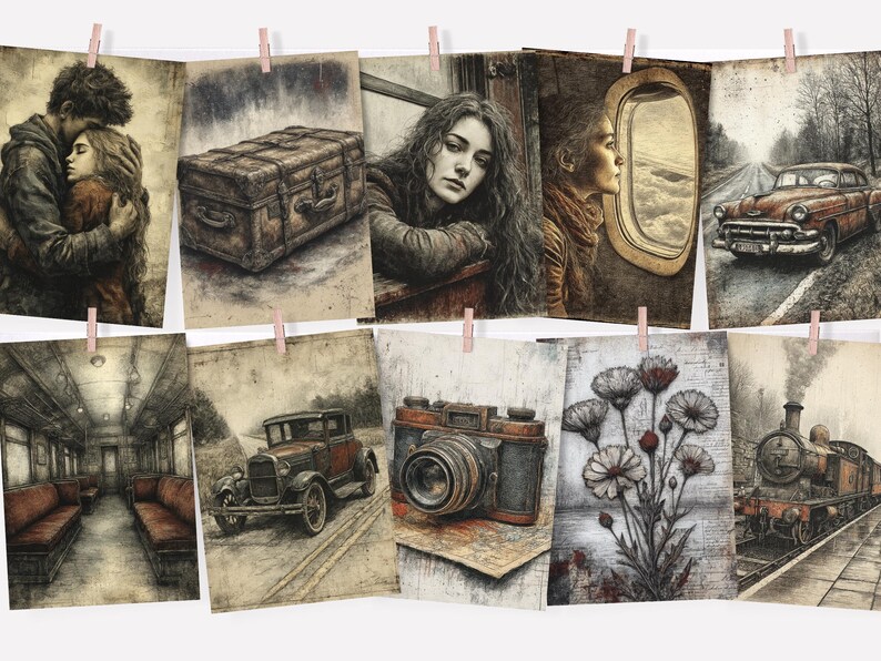 Nostalgic Travel Junk Journal Kit Printable Pages Vintage Train Digital ...