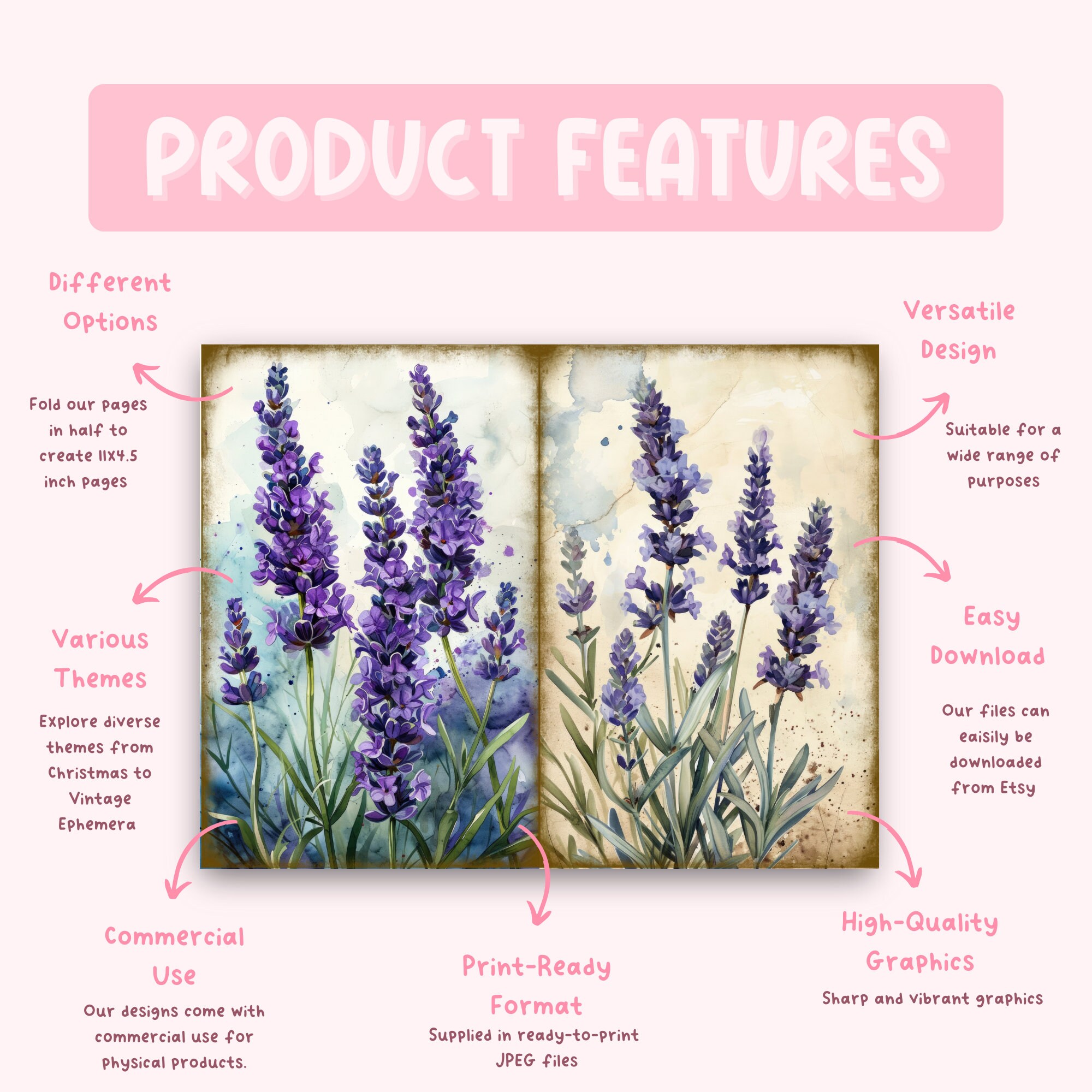 Lavender Junk Journal Paper, Vintage Lavender Junk Journal Kit ...