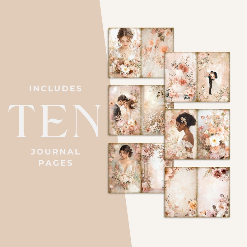 Vintage Wedding Junk Journal Kit, Printable Scrapbook Pages, Marriage ...