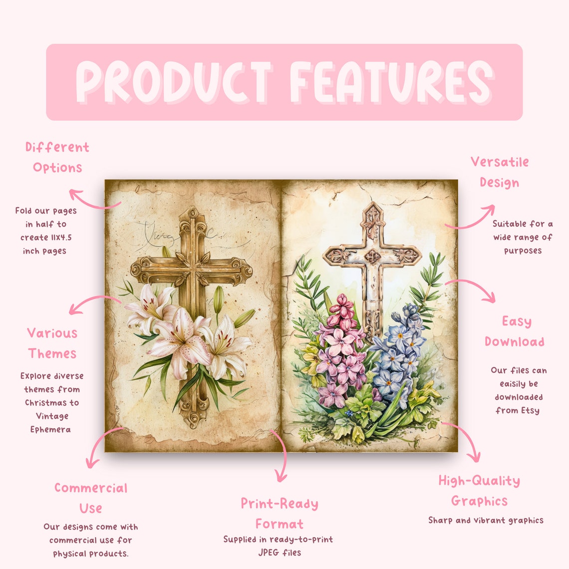 Easter Cross Junk Journal, Holy Week Ephemera, Spring Scripture Kit ...