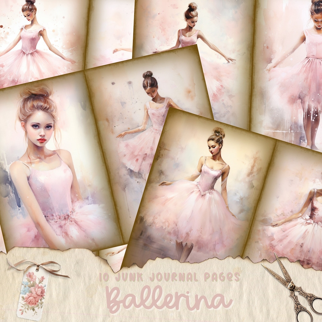 Ballet Junk Journal Pages, Digital Floral Collage Sheet, Printable ...
