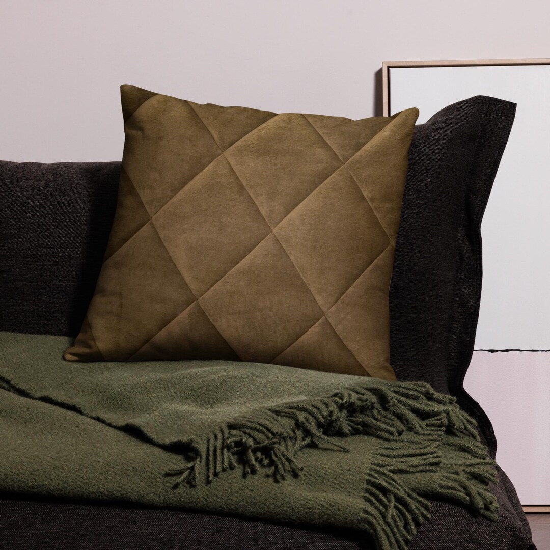 Brown Quilted Look Throw Pillow - Etsy