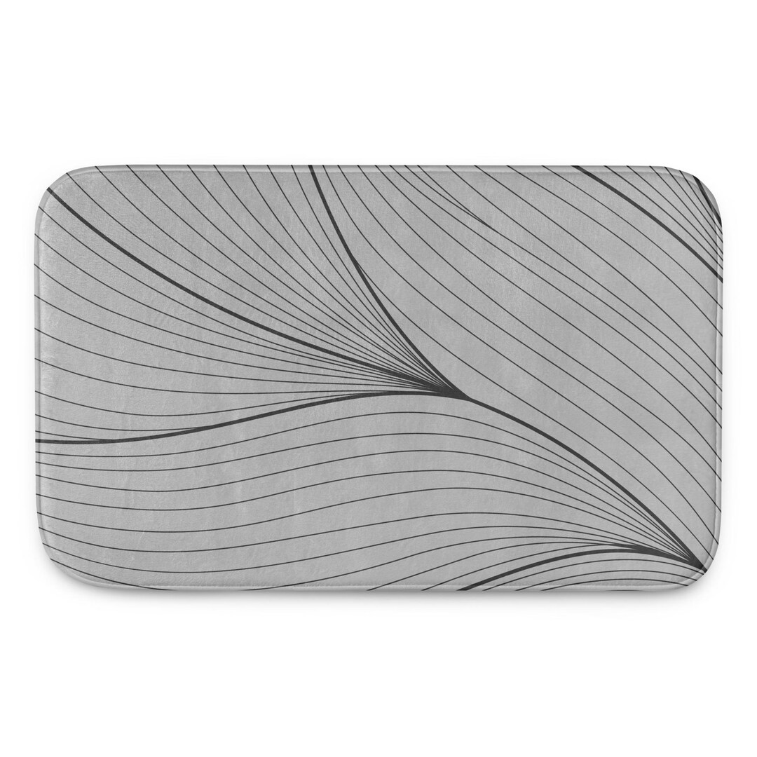 Modern Abstract Line Bath Mat – Contemporary Memory Foam Bathroom Rug ...