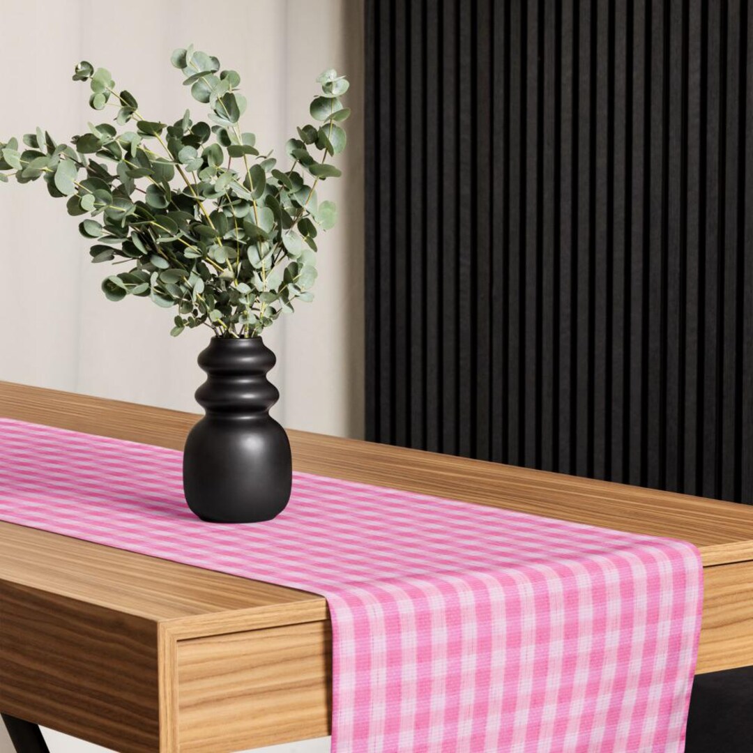 Pink Gingham Table Runner – Soft Checkered Modern Décor - Etsy