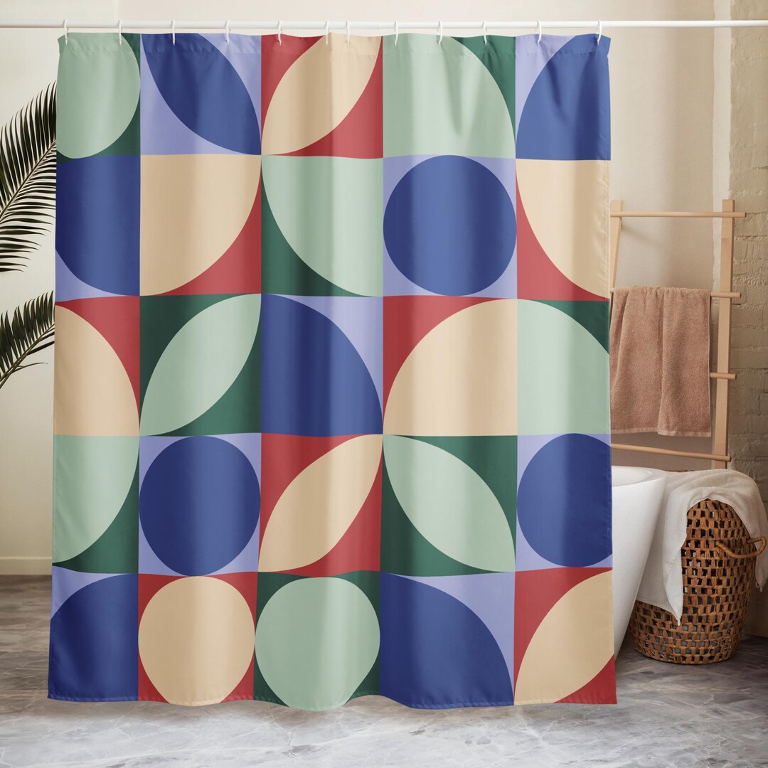 Modern Colorblock Geometric Shower Curtain - Etsy