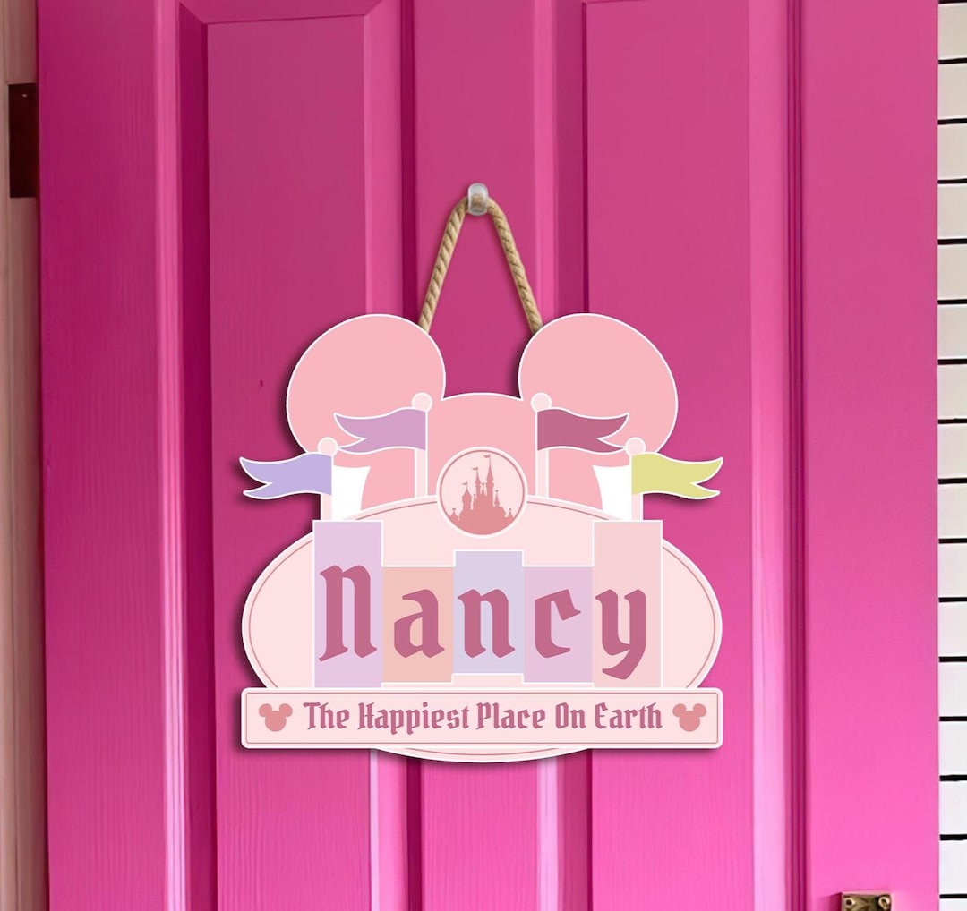 Personalized Disney Gate Kid Metal Sign, Mickey Head Wood Door Decor ...