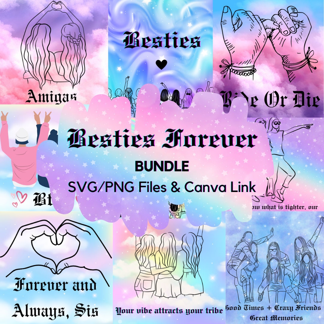 Best Friends Forever SVG/PNG File Bundle BONUS: Canva Link Included - Etsy