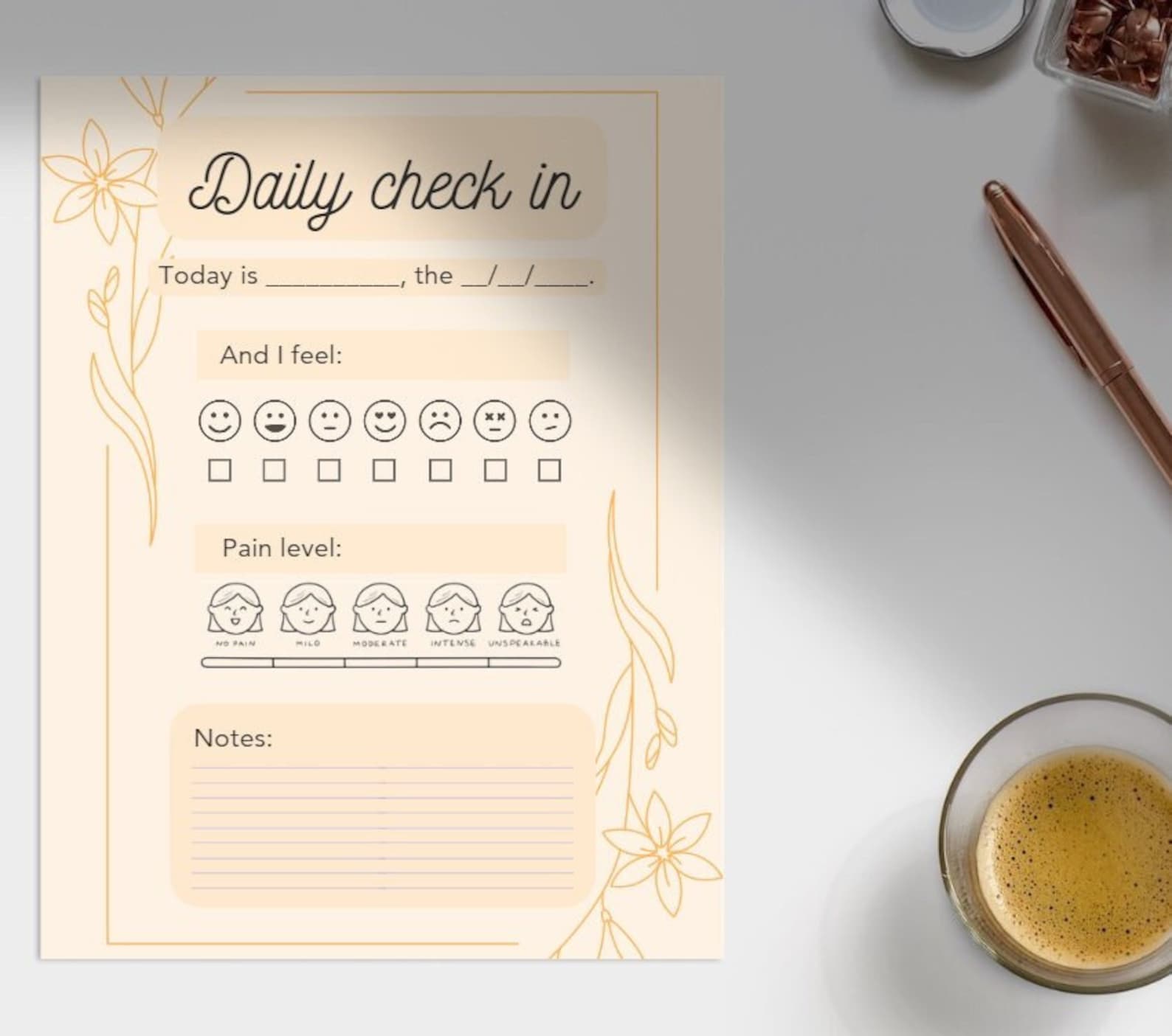 Daily Check in Template - Etsy