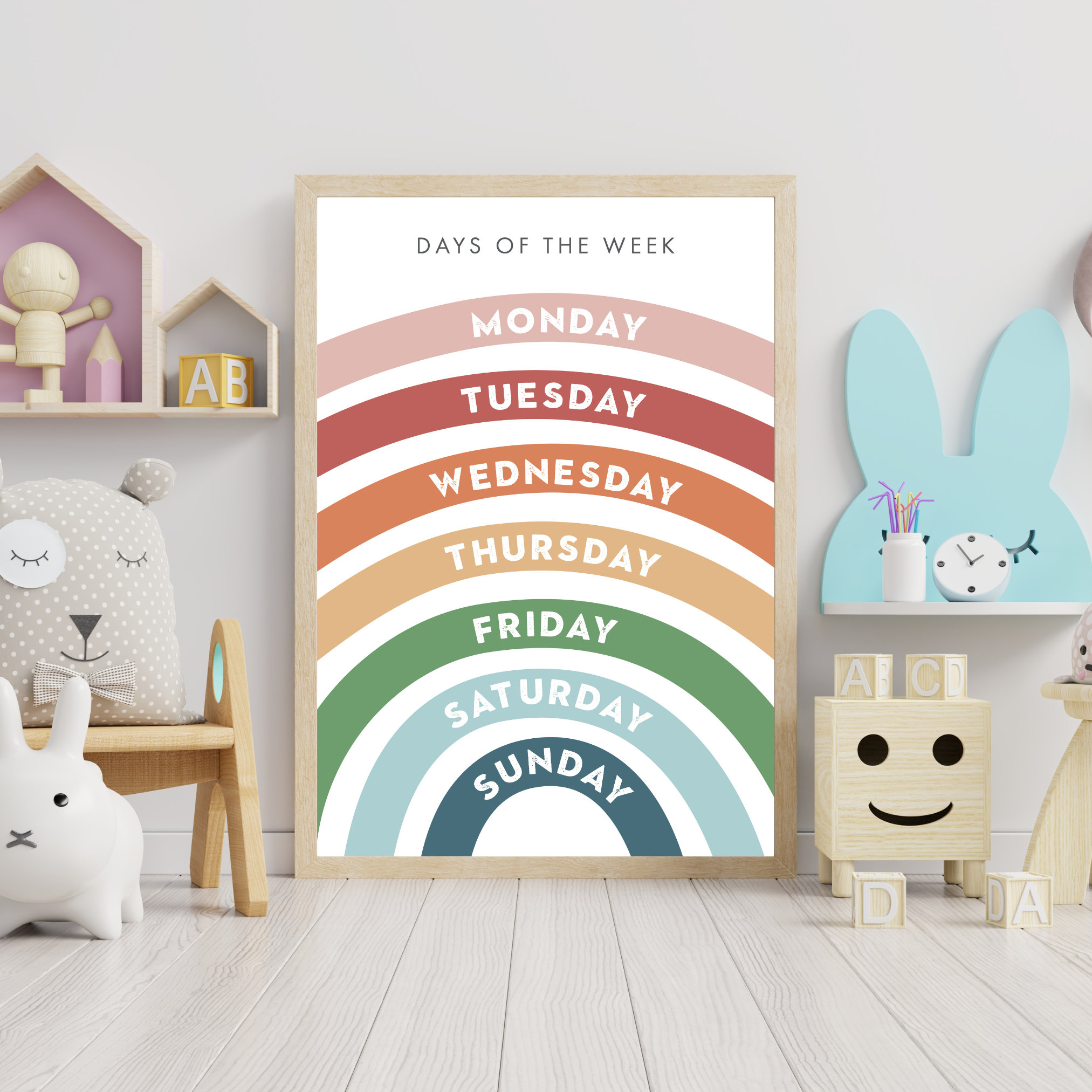 DAYS of the Week, Digital DOWNLOAD, Rainbow Classroom Decor, Nursery ...