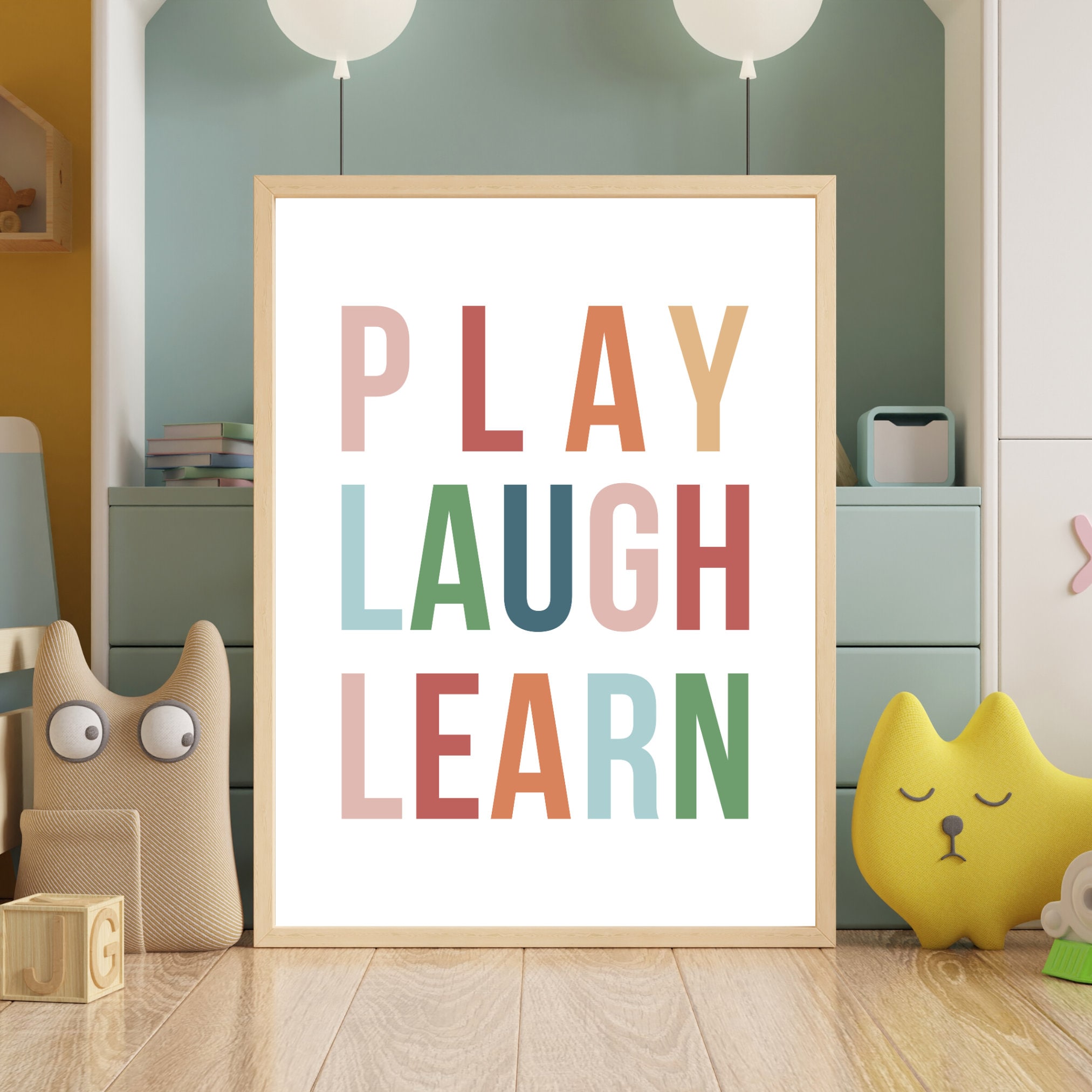 PLAY Laugh Learn Poster, Digital Download, Kids Room, School Poster ...