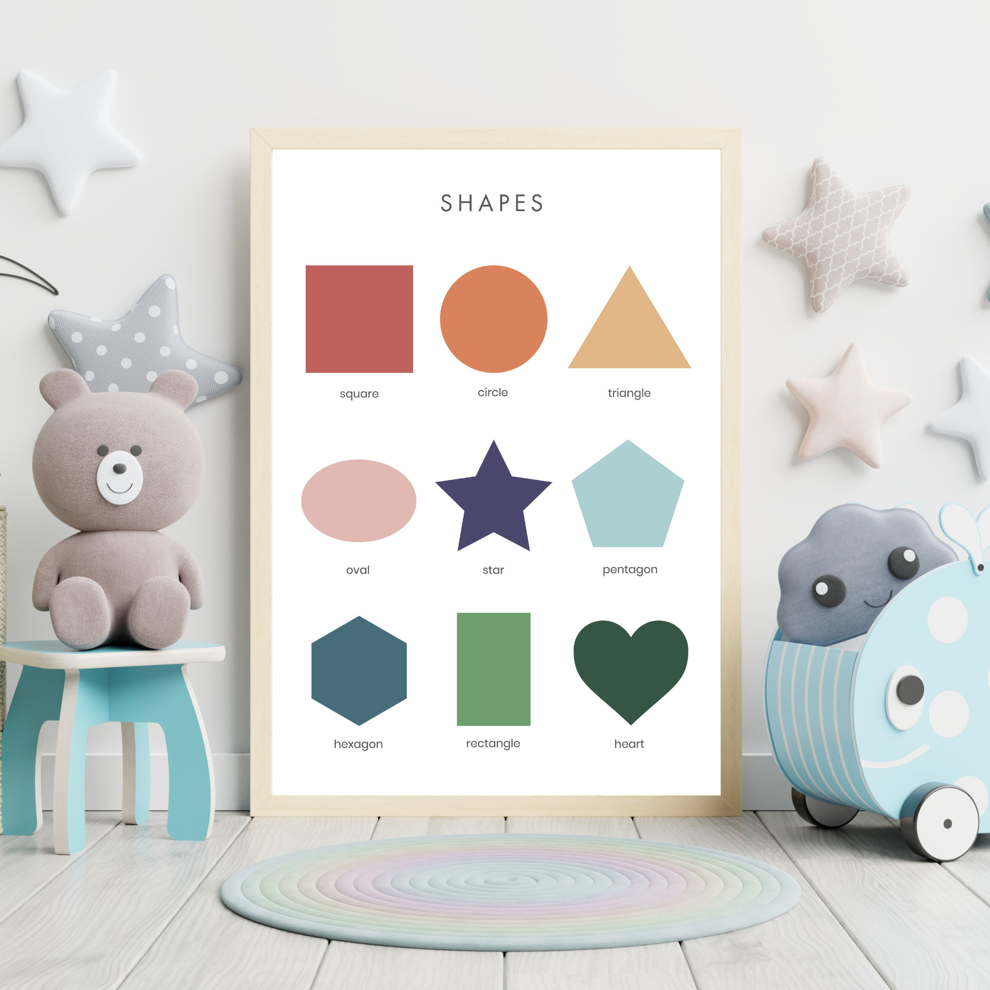RAINBOW Shapes Poster, Learning SHAPES, DIGITAL Download, Rainbow ...