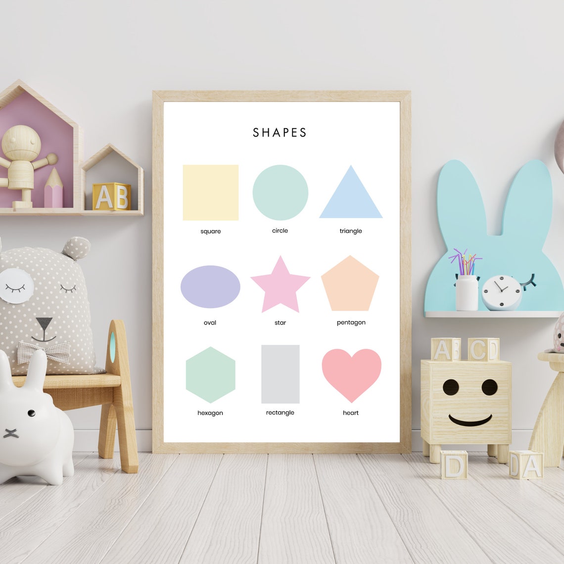 PASTEL Shapes Poster, Learning SHAPES, DIGITAL Download, Rainbow Shapes ...