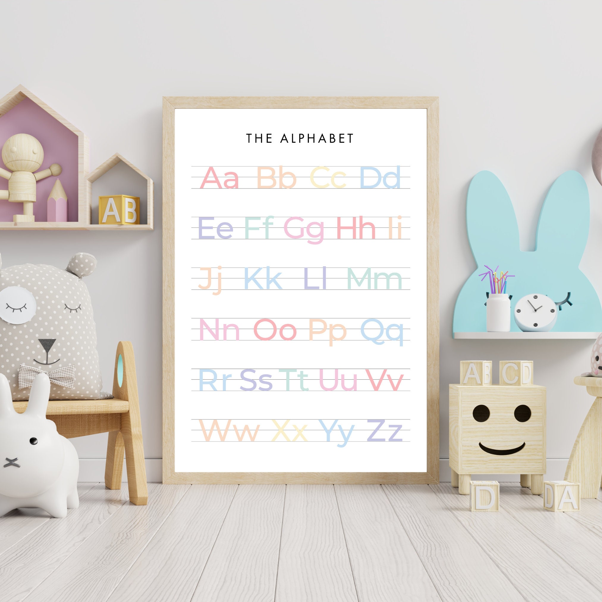 PASTEL ALPHABET Poster, Rainbow Letters, Digital Download, Printable ...