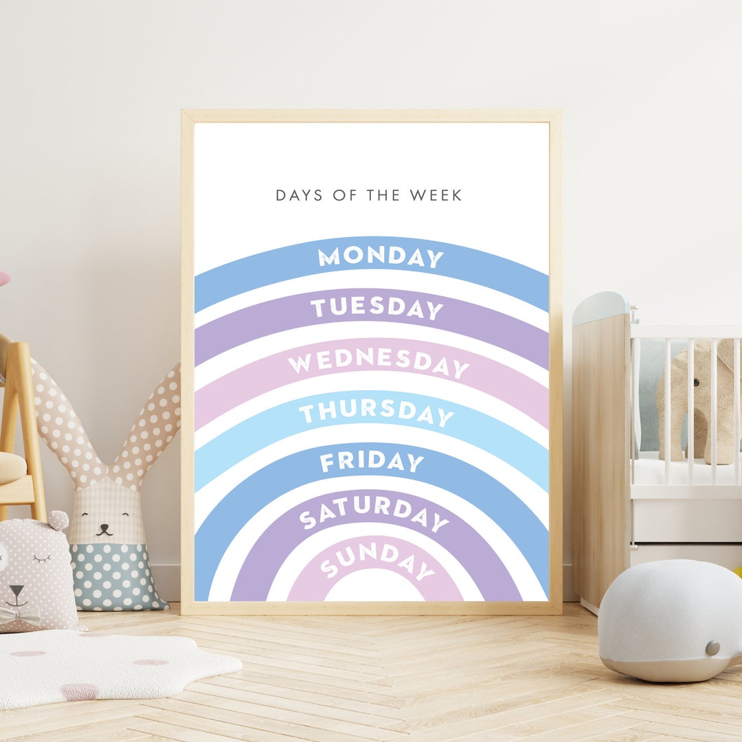 DAYS of the Week, Digital DOWNLOAD, Pastel Classroom Decor, Nursery ...