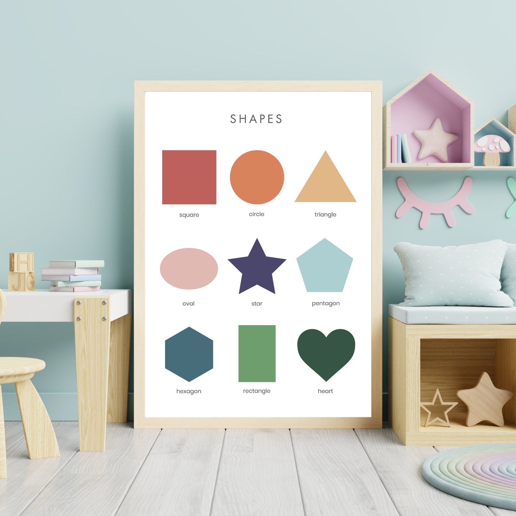 RAINBOW Shapes Poster, Learning SHAPES, DIGITAL Download, Rainbow ...