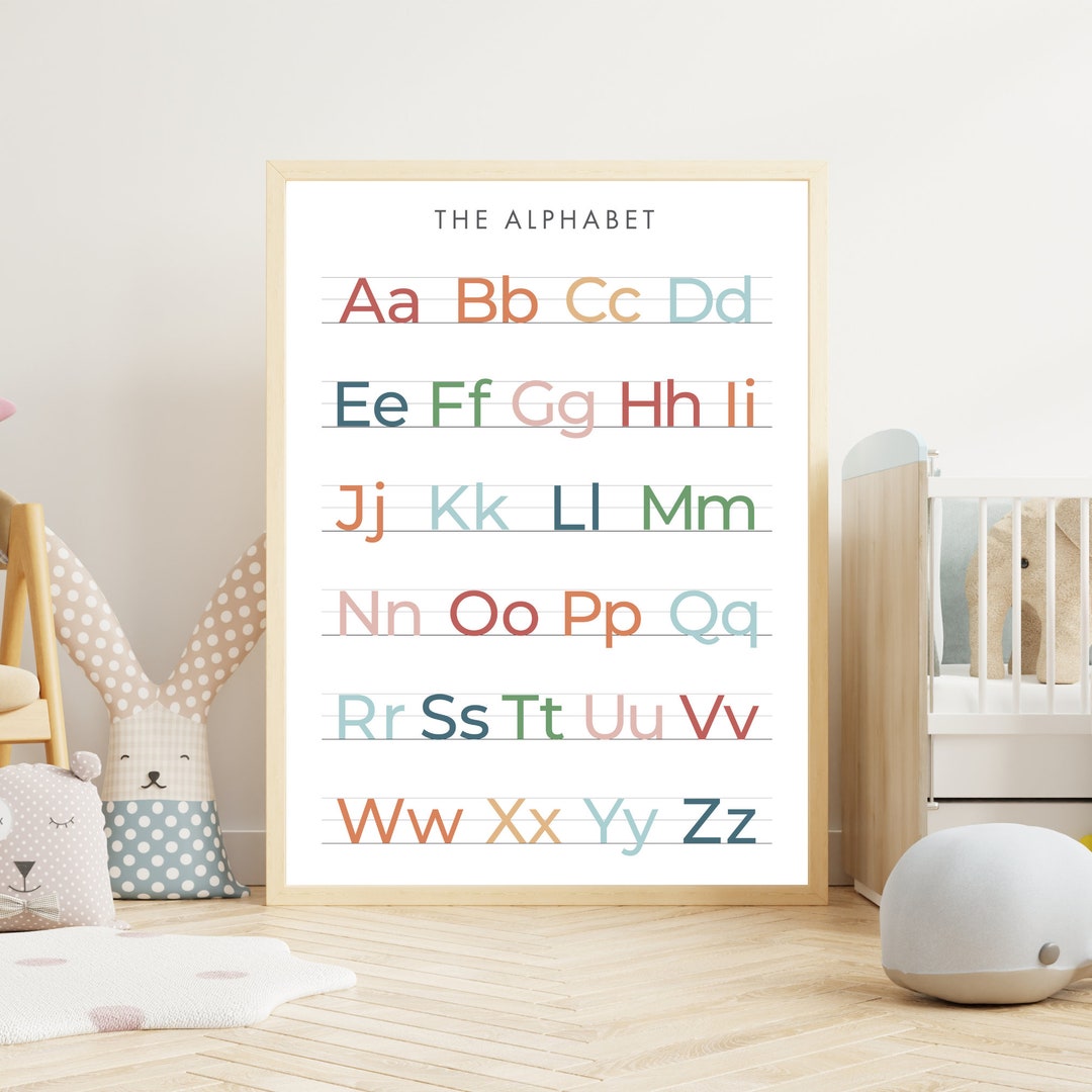 ALPHABET Poster, Rainbow Letters, DIGITAL Download, Printable Kids ...