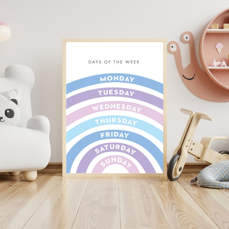 DAYS of the Week, Digital DOWNLOAD, Pastel Classroom Decor, Nursery ...