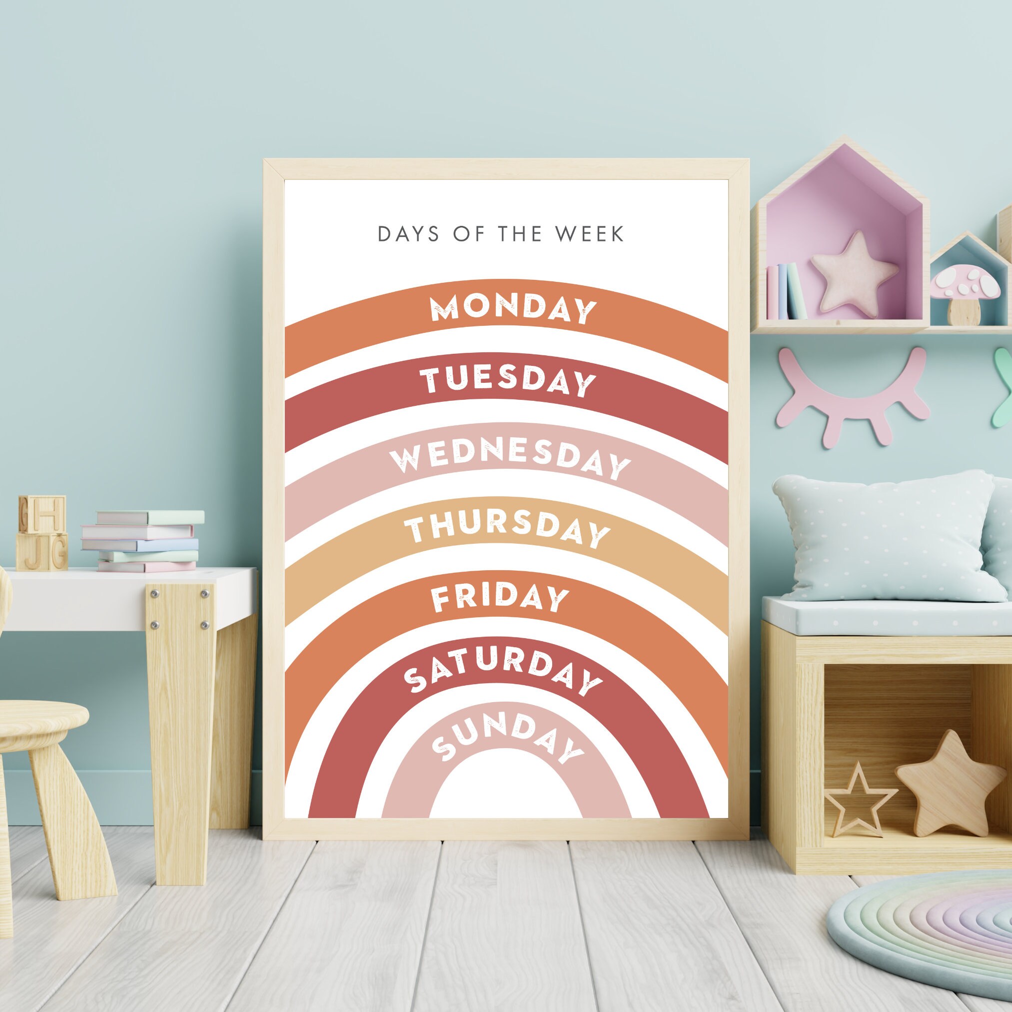 DAYS of the Week, Digital DOWNLOAD, Boho Classroom Decor, Nursery Decor ...