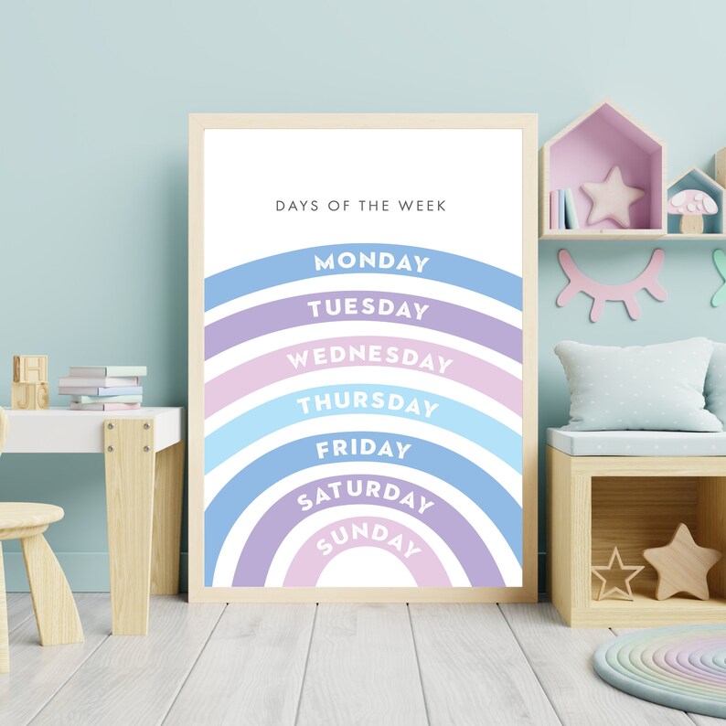 DAYS of the Week, Digital DOWNLOAD, Pastel Classroom Decor, Nursery ...