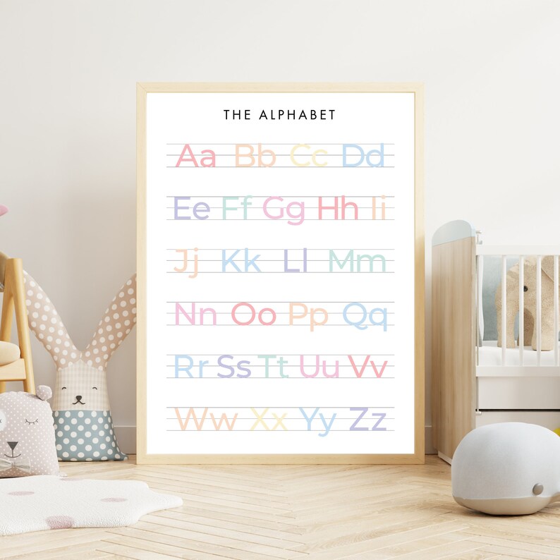 PASTEL ALPHABET Poster, Rainbow Letters, Digital Download, Printable ...