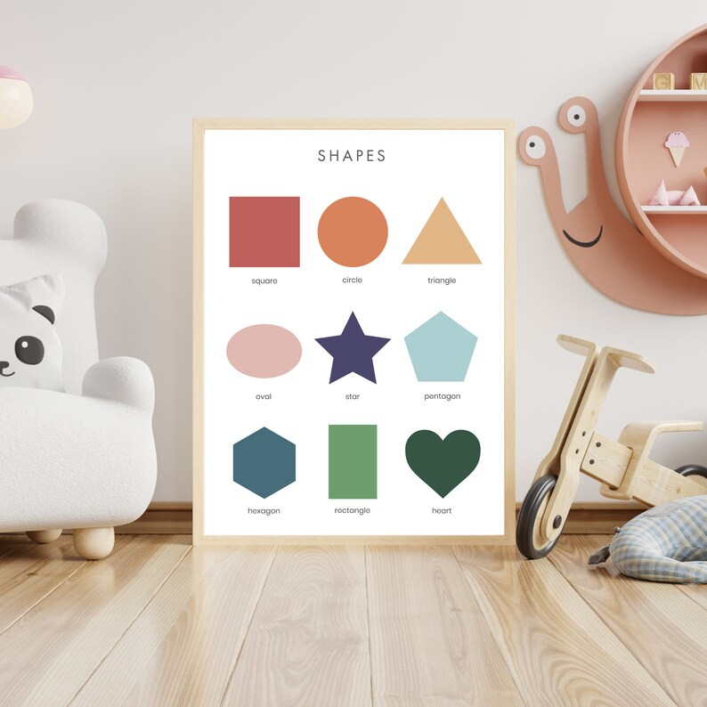 RAINBOW Shapes Poster, Learning SHAPES, DIGITAL Download, Rainbow ...