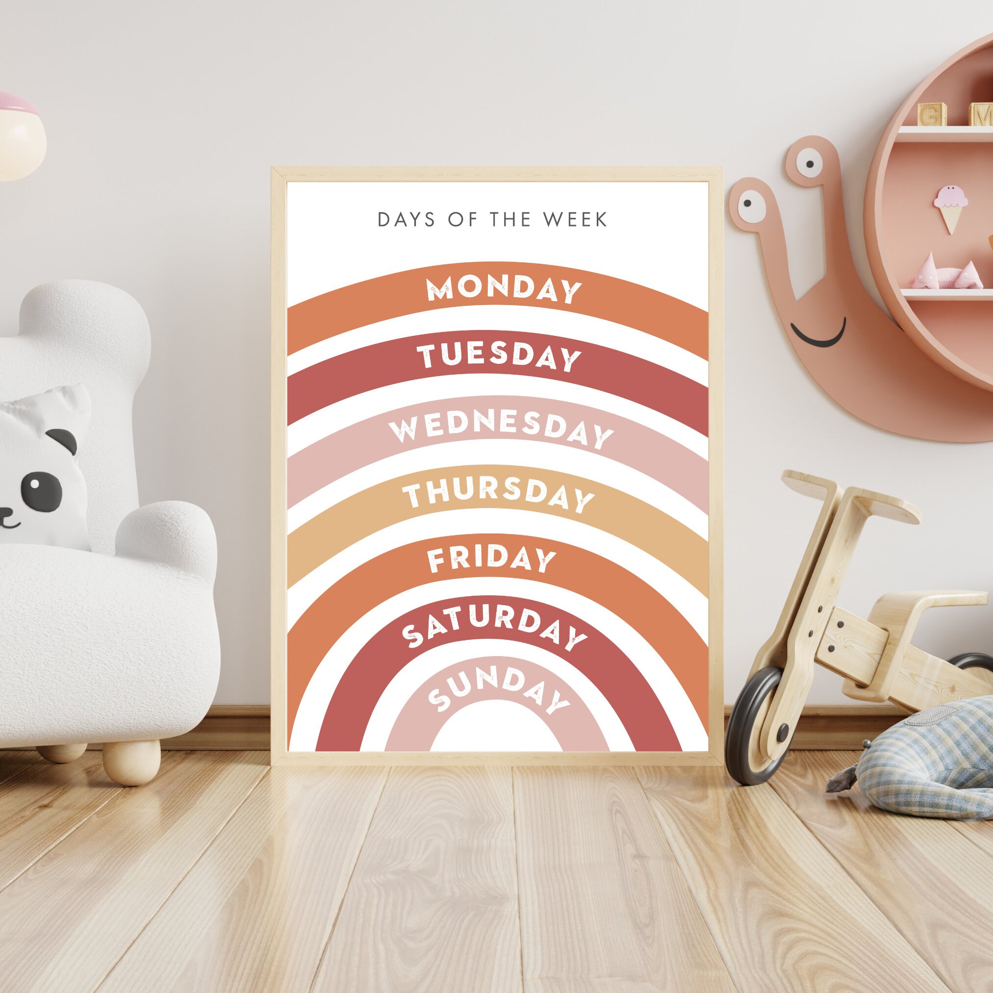 DAYS of the Week, Digital DOWNLOAD, Boho Classroom Decor, Nursery Decor ...