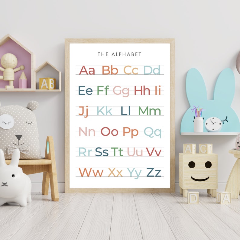 ALPHABET Poster, Rainbow Letters, DIGITAL Download, Printable Kids ...